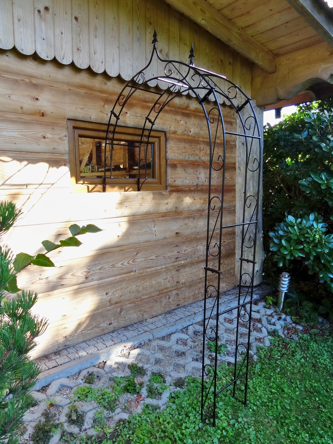 Half Arch Screw to the Wall , Metal Rose Pergola With Pikes , Garden ...