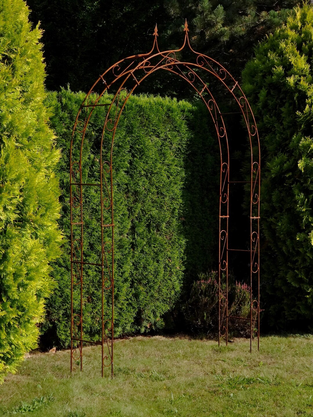 Metal Rose Arch With Pikes, Climbing Plant Pergola, Heavy Steel Garden ...