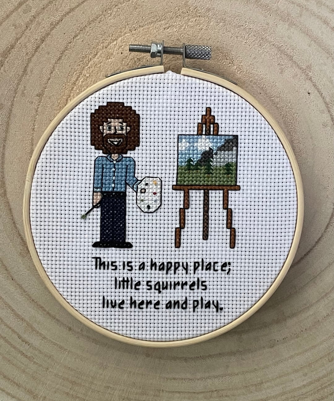 Bob Ross Happy Little Squirrels Cross Stitch - Etsy