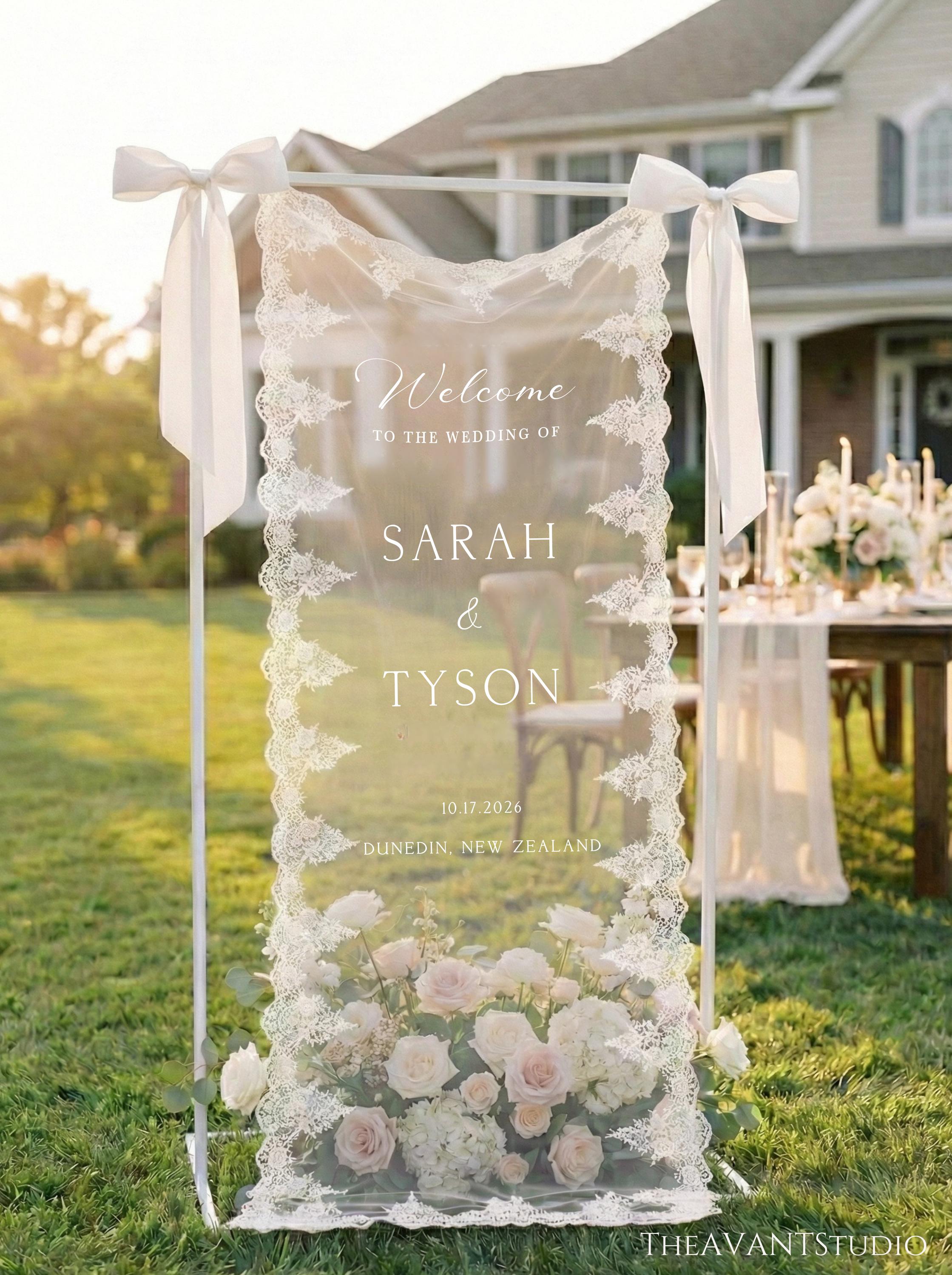 Custom Lace Wedding Welcome Sign • Modern Lace Wedding Sign • Wedding ...