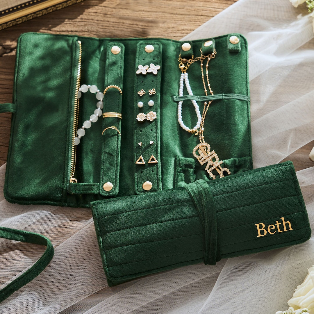 Personalised Velvet Jewellery Roll • Travel Jewelry Roll • Birthday ...