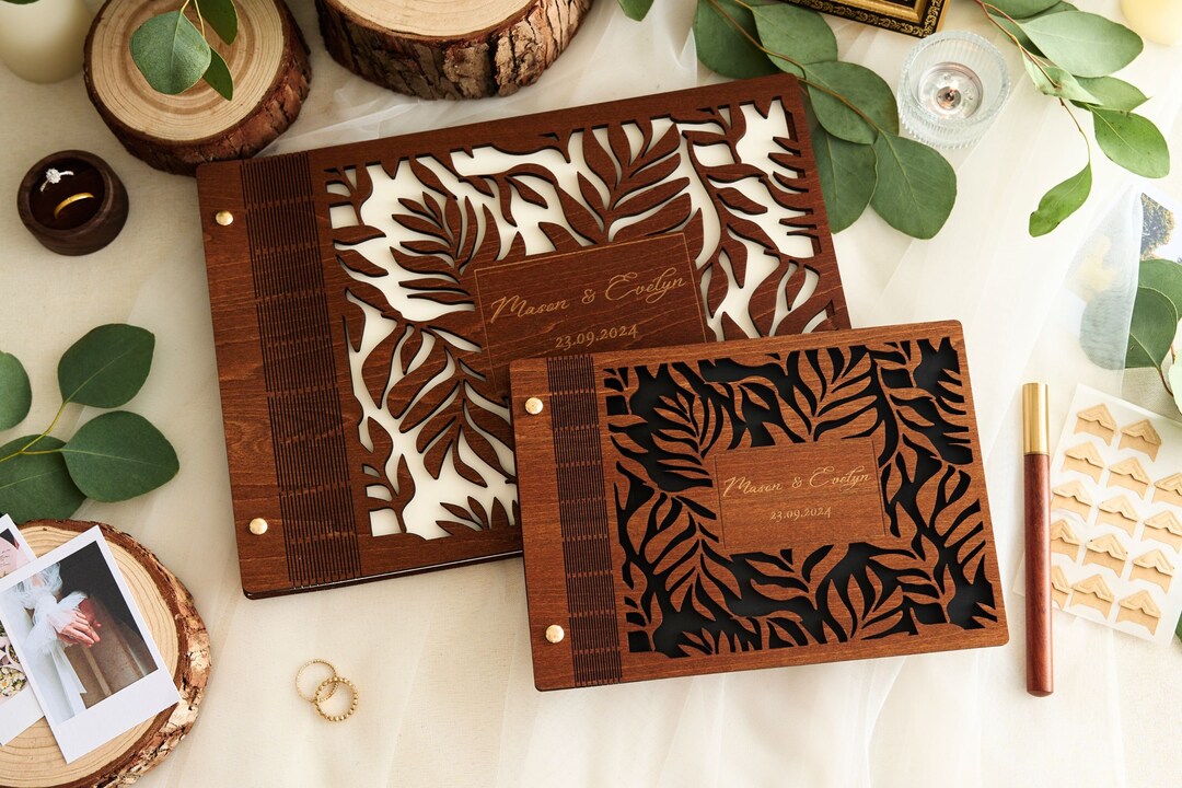 Custom Wedding Guest Book • Wooden Guest Book • Photobooth Guest Book ...