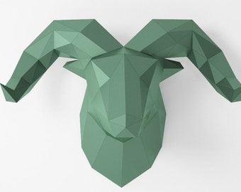 Ram Papercraft/diy 3d Model/polygonal Sculpture/paper Animal Head ...