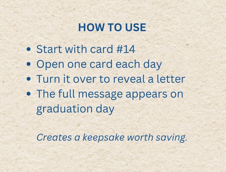 Graduation Countdown Calendar, Handmade, Custom Message, Keepsake, 14 Days - Etsy