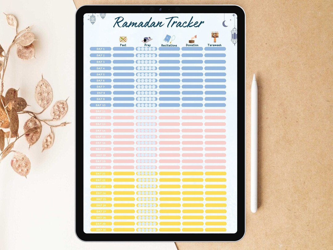 30 Day A4 Good Deeds Ramadan Tracker Digital Download Fasting, Prayers ...
