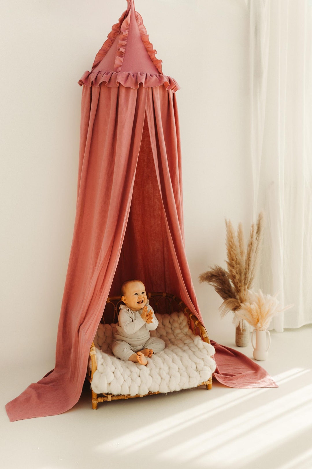 Cotton Mulsin Canopy Play Tents & Playhouses Pink Baldachine Kids ...