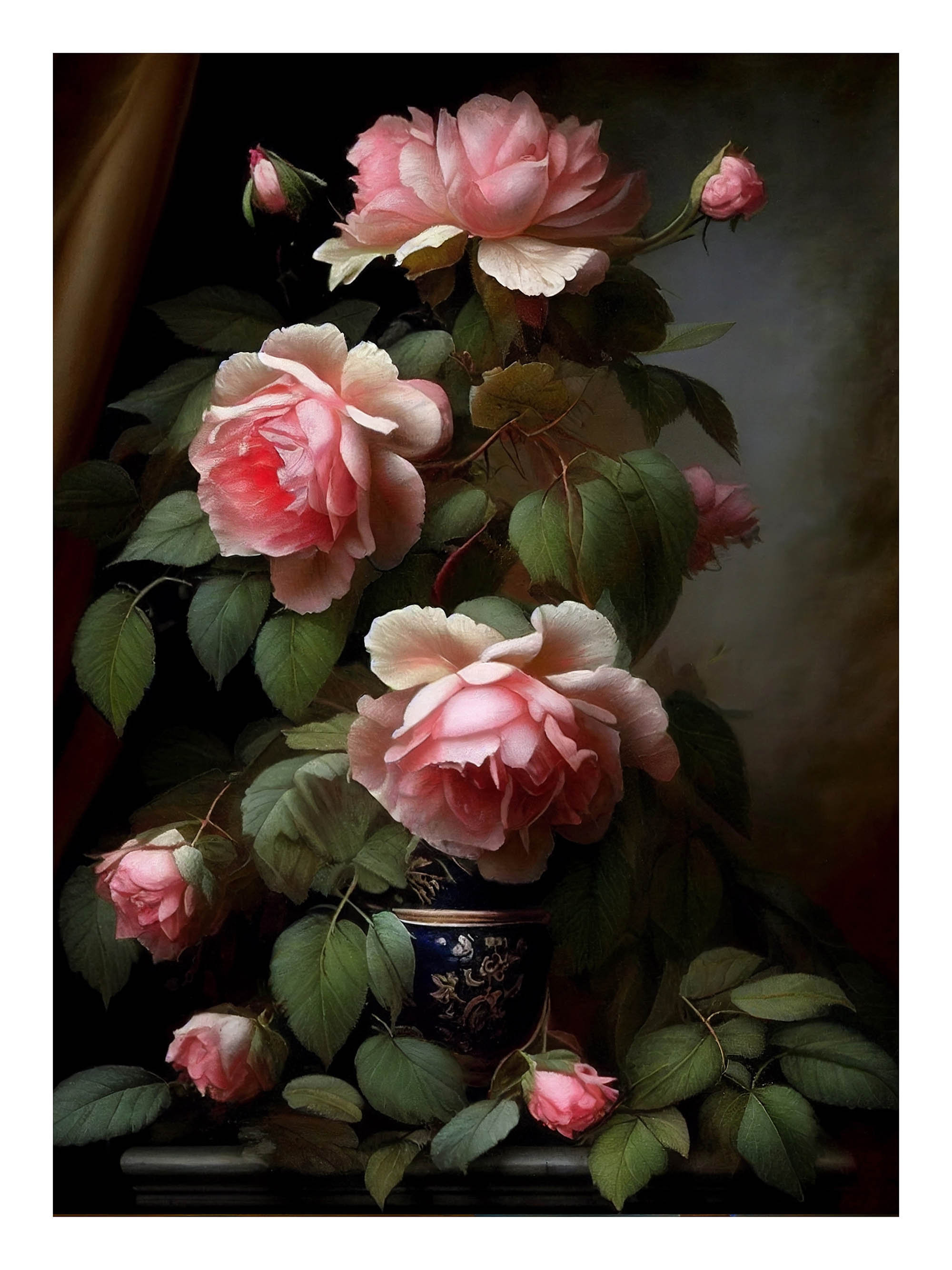 Dutch Roses: Printable Vintage Style Flowers Painting Digital Download ...