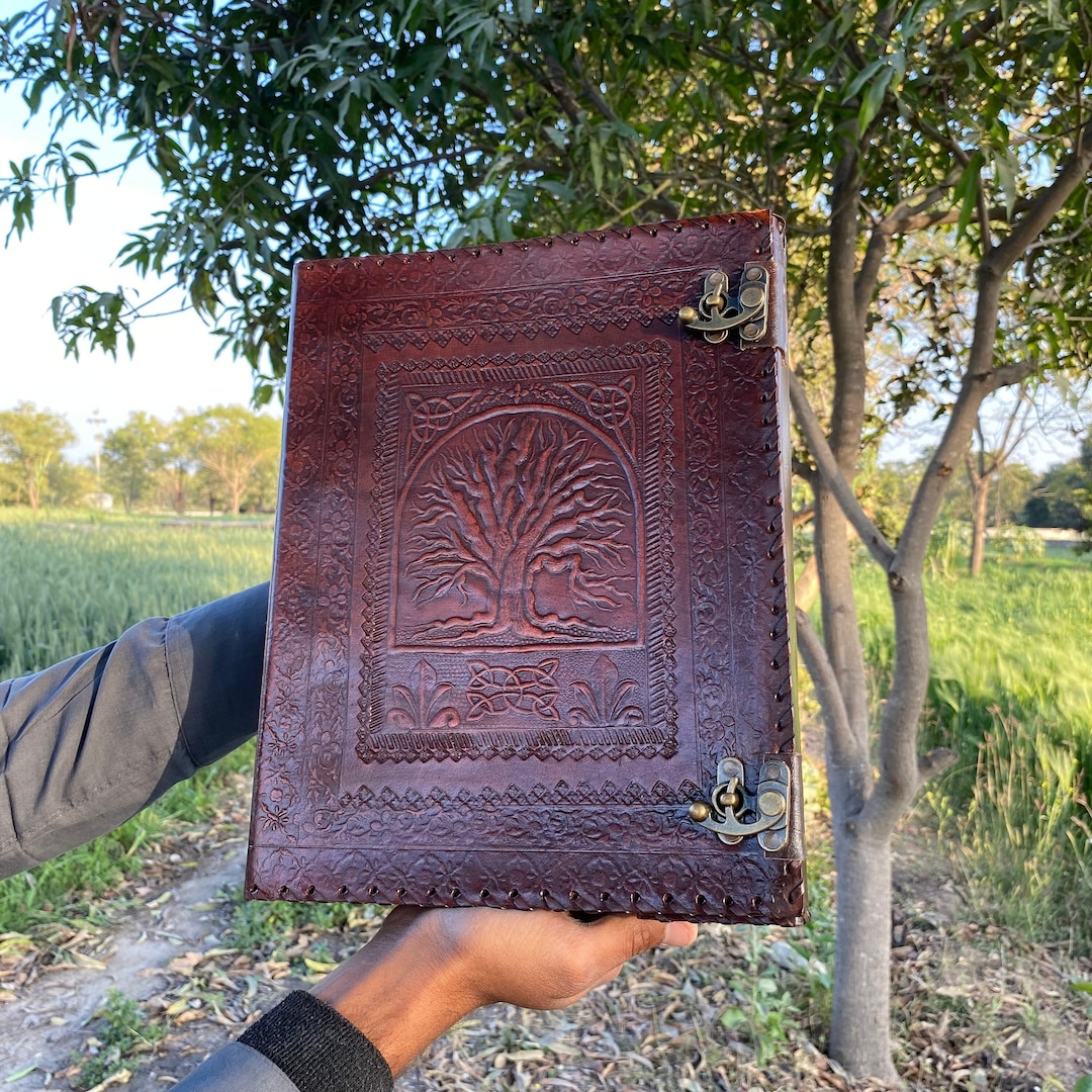 Handcrafted Leather Binder, Vintage Tree of Life Embossed Binder ...