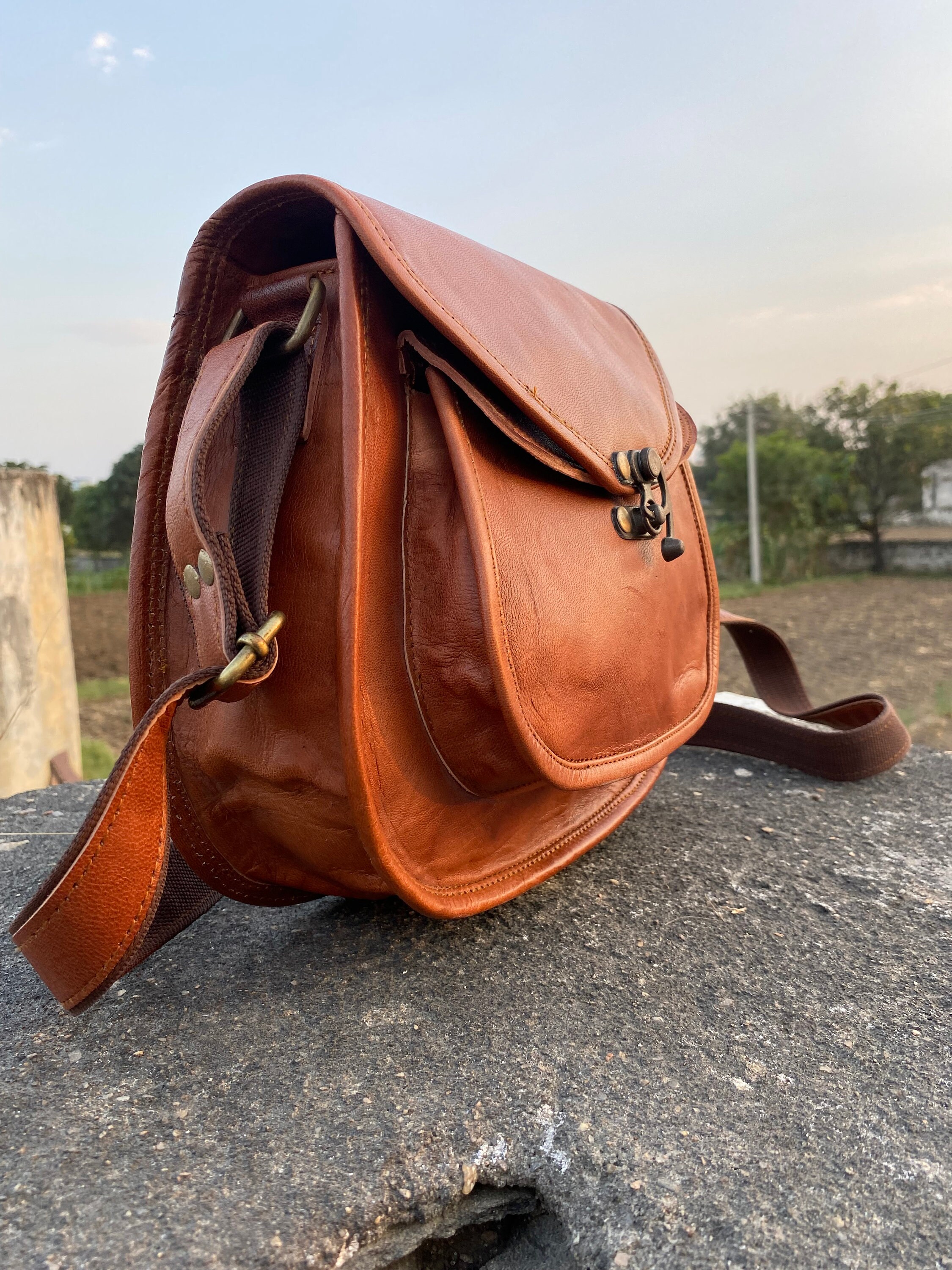 Handmade Leather Crossbody Saddle Bag: Personalized Shoulder Purse - Etsy
