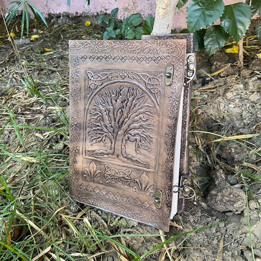 Personalized Leather Journal, Tree of Life Journal, Leather Grimoire ...