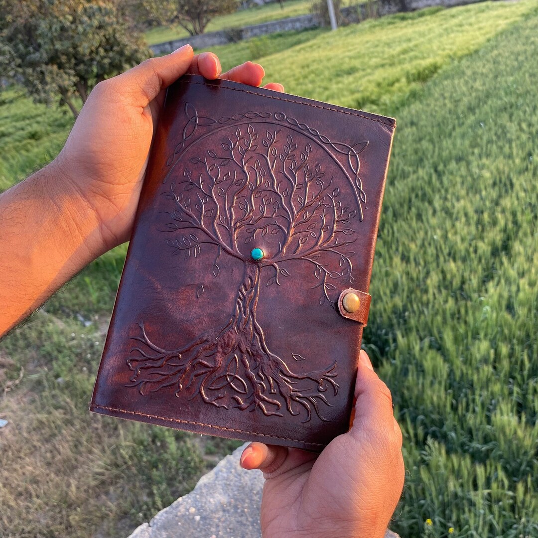 Tree of Life Journal With Moon Stone Leather Personalized Journal ...