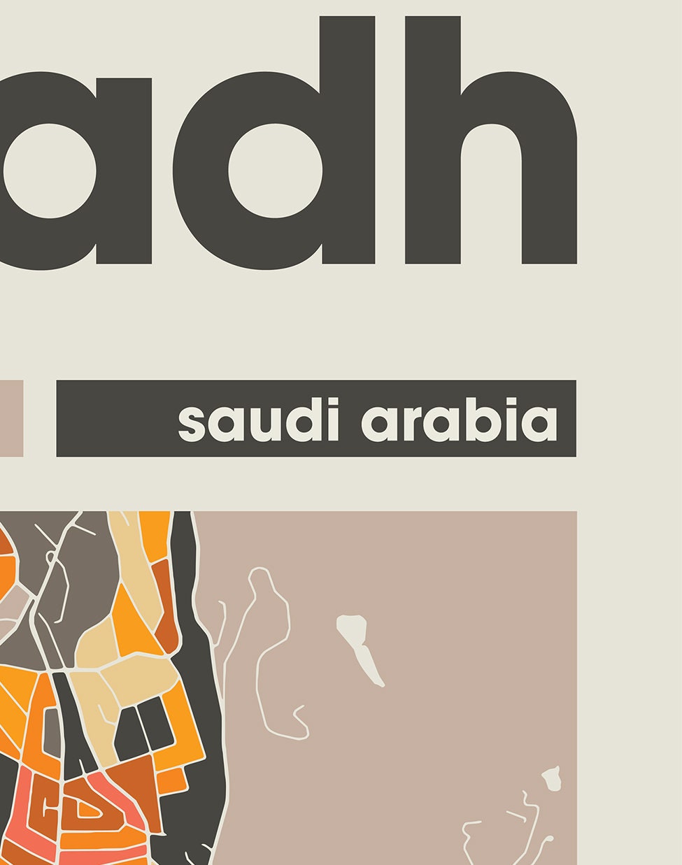 Riyadh Colorful Map, City of Riyadh Map, Riyadh Minimalist Map, Riyadh ...