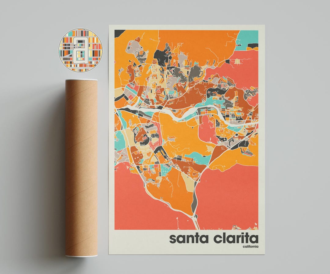 Santa Clarita Map Print Colorful Map, Minimalist Santa Clarita Print ...