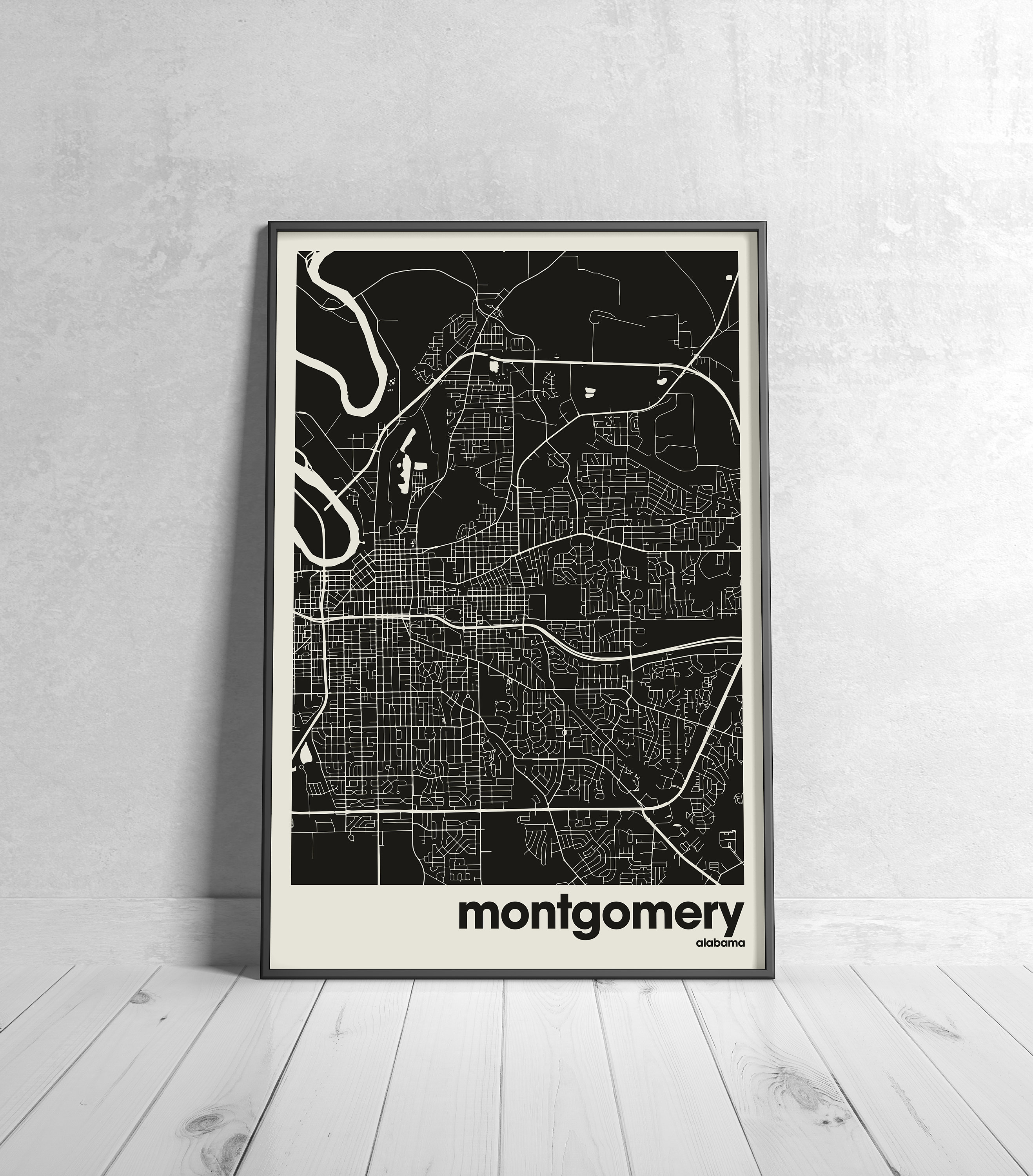 Montgomery City Map, Alabama City Map, Minimalist City Map, Modern City ...