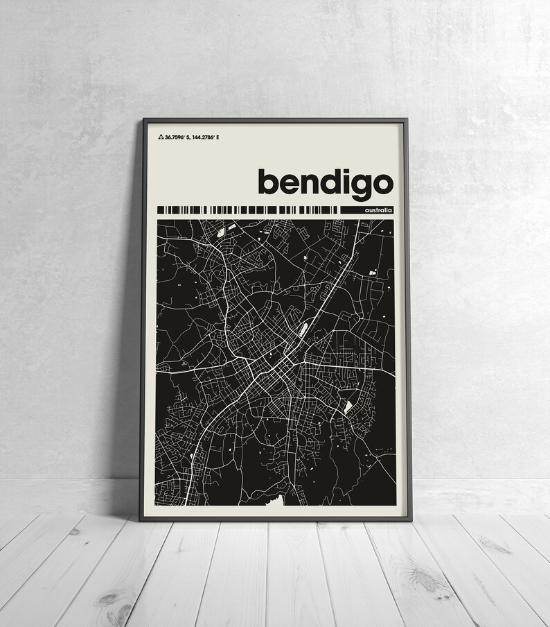 Bendigo City Map, Australia City Map, Minimalist City Map, Modern City ...