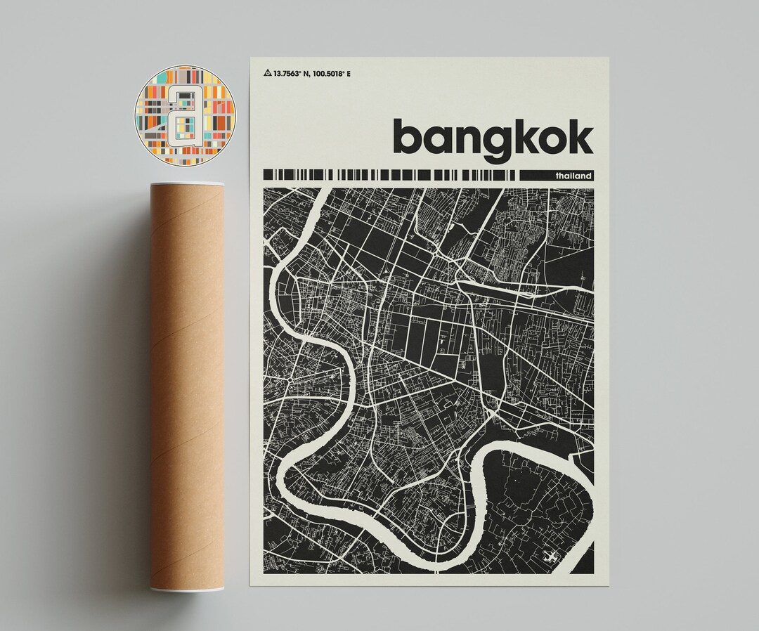 Bangkok Map Print, Colorful Map, Minimalist Bangkok Print, Texas City ...