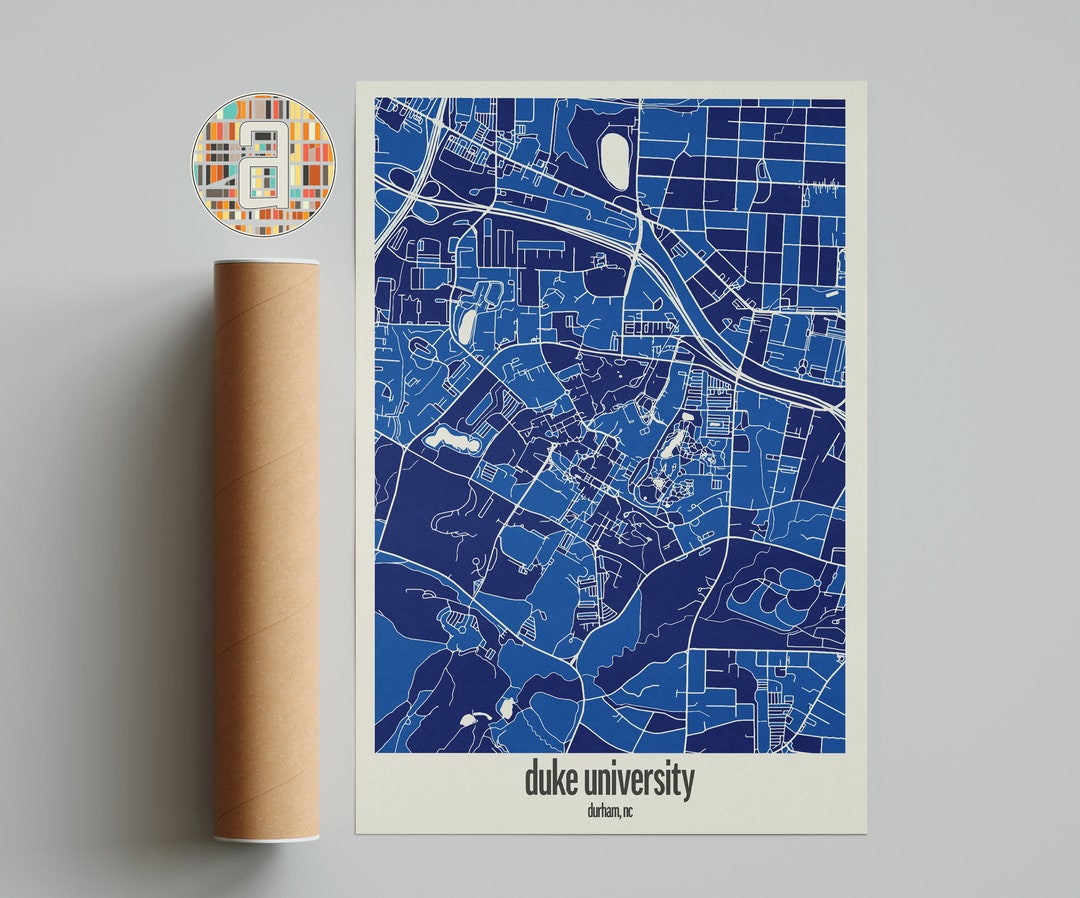 Duke University, Graduation Gift, Wall Art ,duke University Campus Map ...