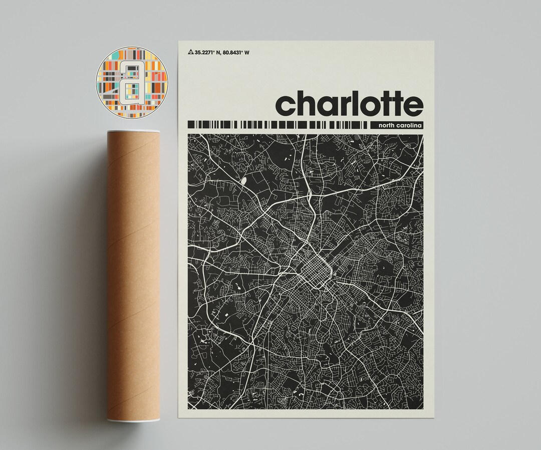 Mapa de la ciudad de Charlotte, mapa de la ciudad de Carolina del Norte ...