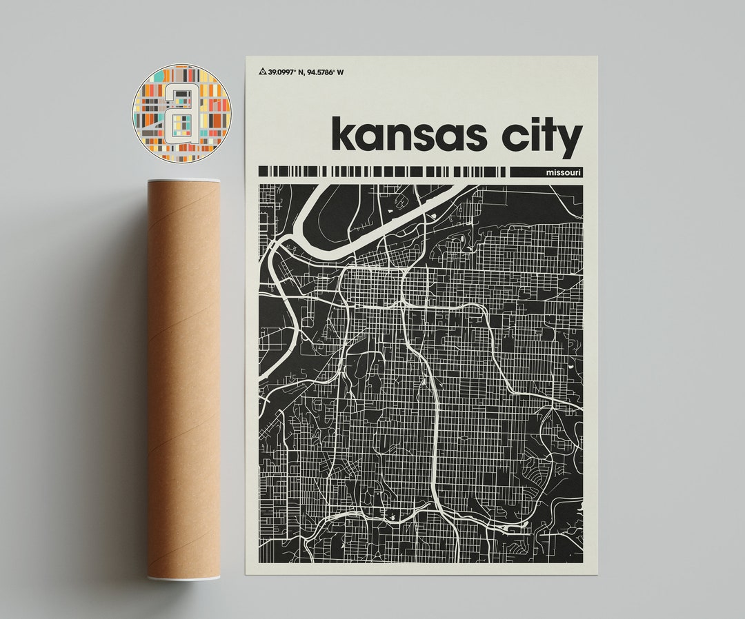 Kansas City Map Print, Colorful Map, Minimalist Kansas City Print ...