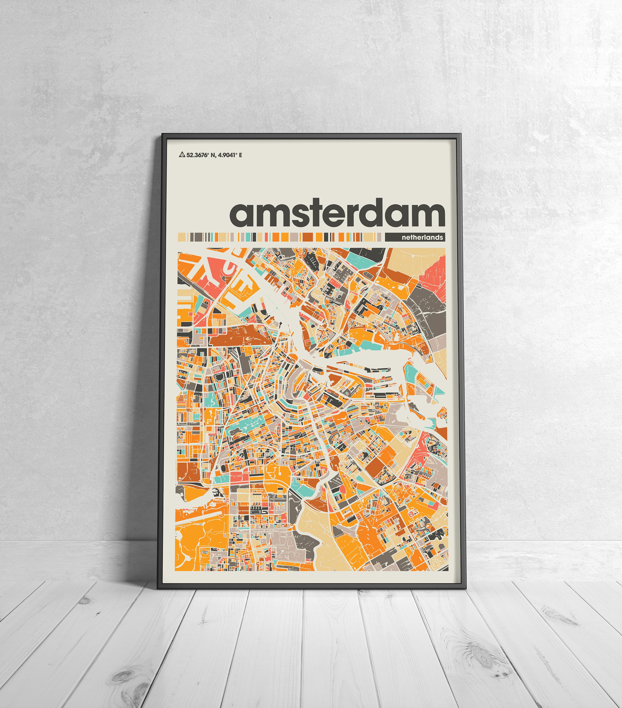 Amsterdam Map, Amsterdam Map Print, Minimalist Map, Netherlands Print ...