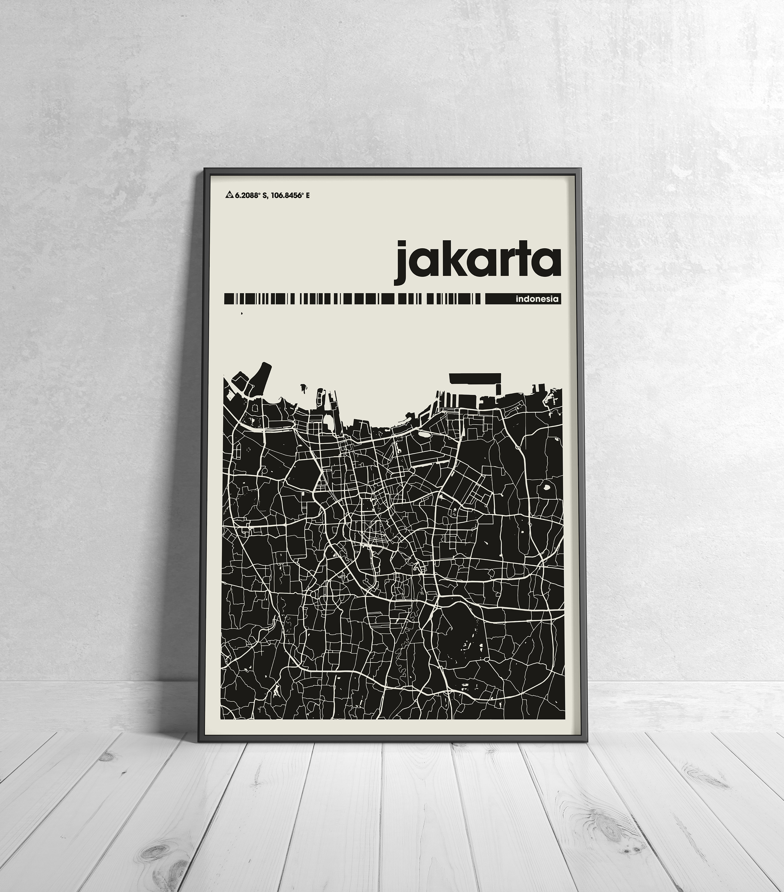 Jakarta City Map, Indonesia City Map, Minimalist City Map, Modern City ...