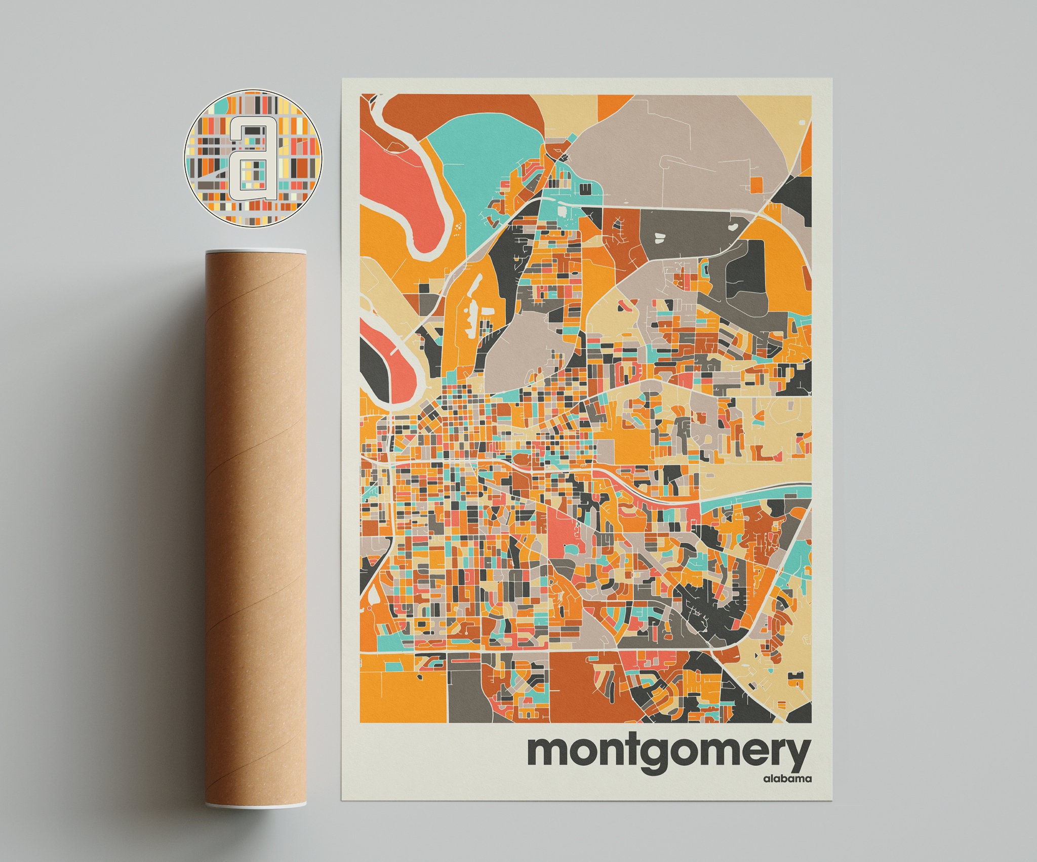 Montgomery Map Print, Colorful Map, Minimalist Montgomery Print ...