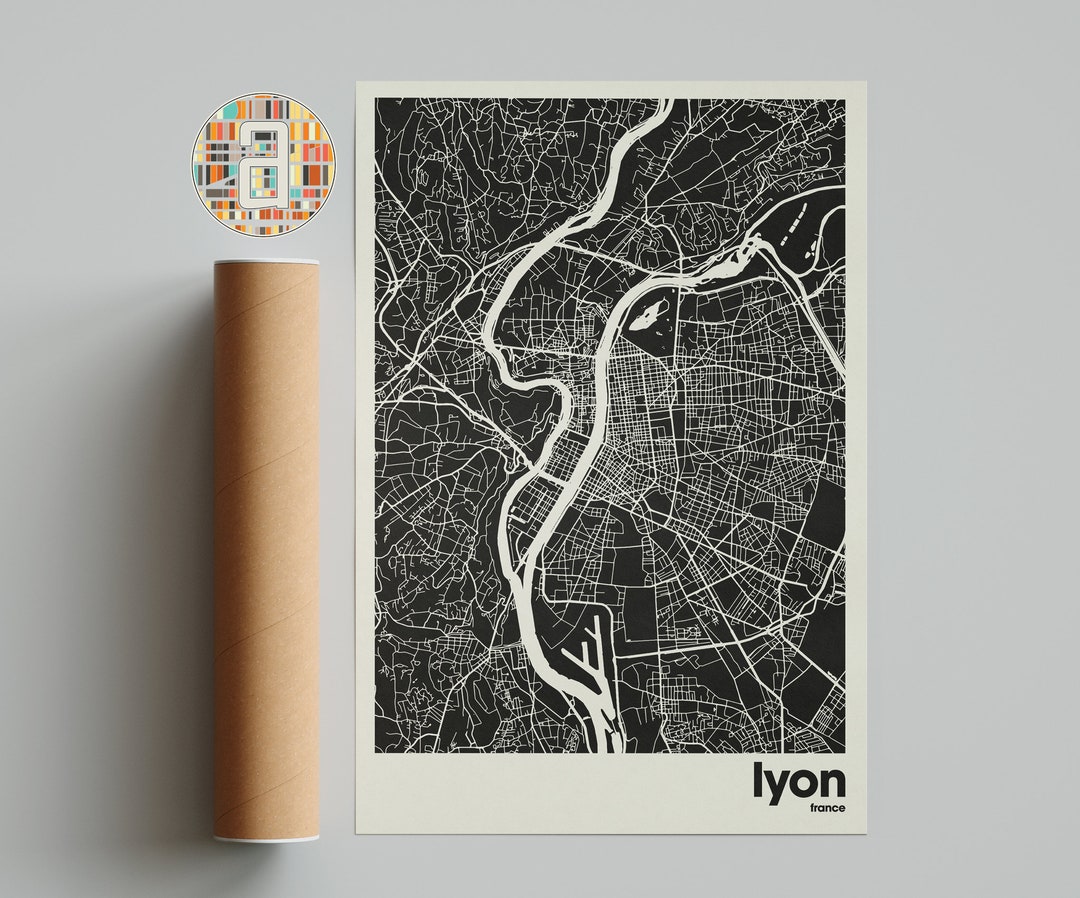 Lyon Map, Lyon Map Print, Minimalist Map, France Print, Minimalist ...
