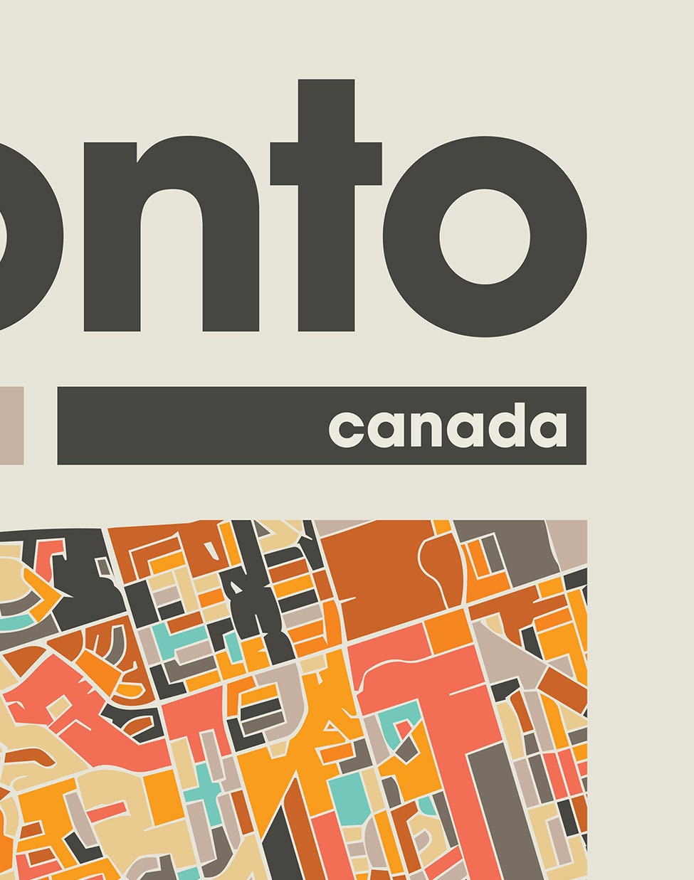 Toronto Colorful Map, City of Toronto Map, Toronto Minimalist Map ...