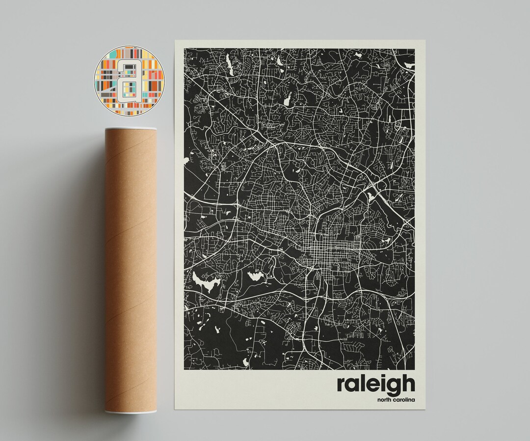 Raleigh Map, Raleigh Map Print, Minimalist Map, North Carolina Print ...