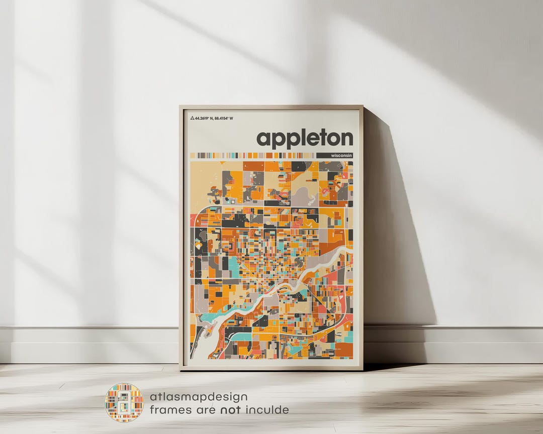 Appleton Map Print - Minimalist City Map Art of Appleton Wisconsin ...