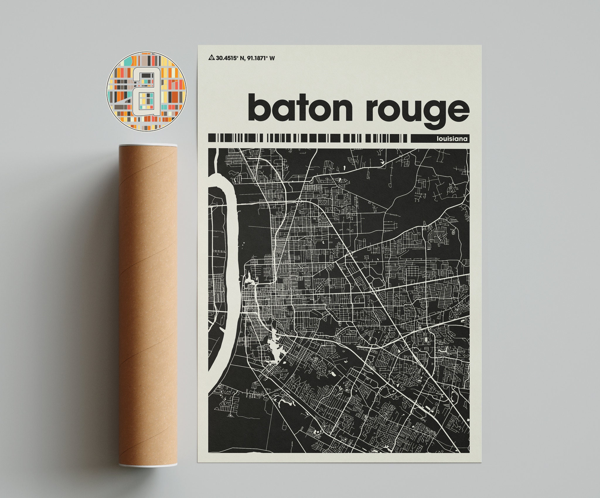 Baton Rouge City Map, Louisiana City Map, Minimalist City Map, Modern ...