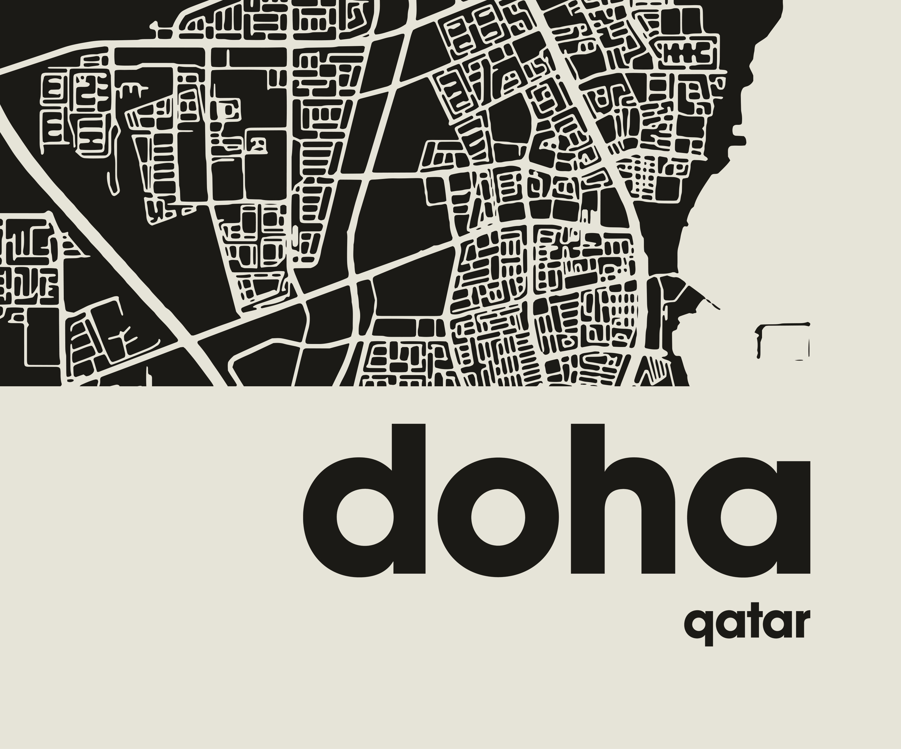 Doha Map Doha Map Print Minimalist Map Qatar Print - Etsy