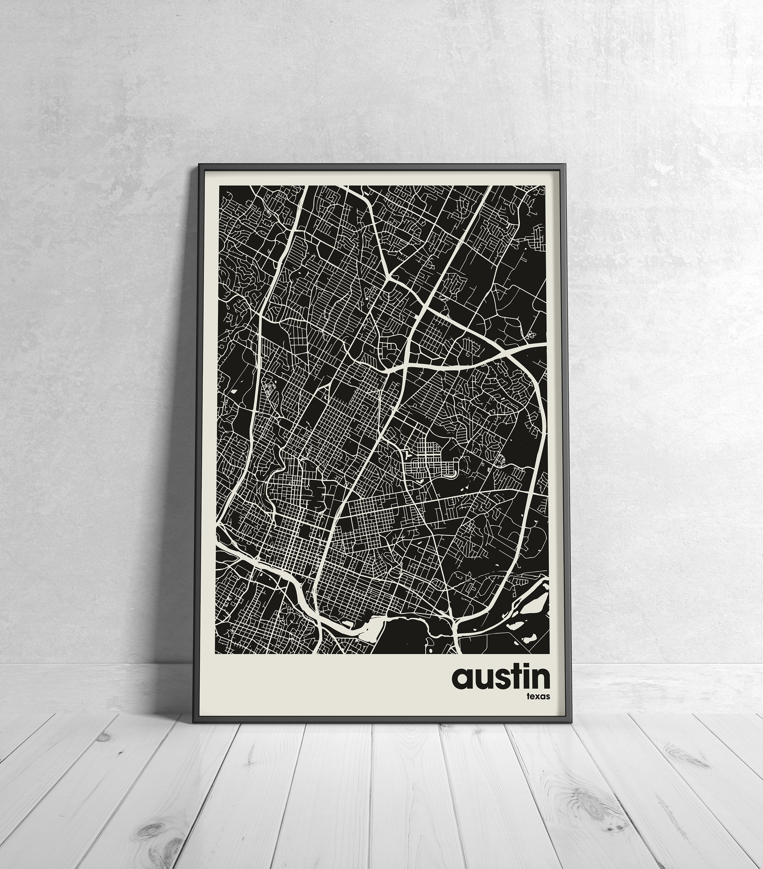 Austin Black Map, City of Austin Map, Austin Minimalist Map, Austin ...