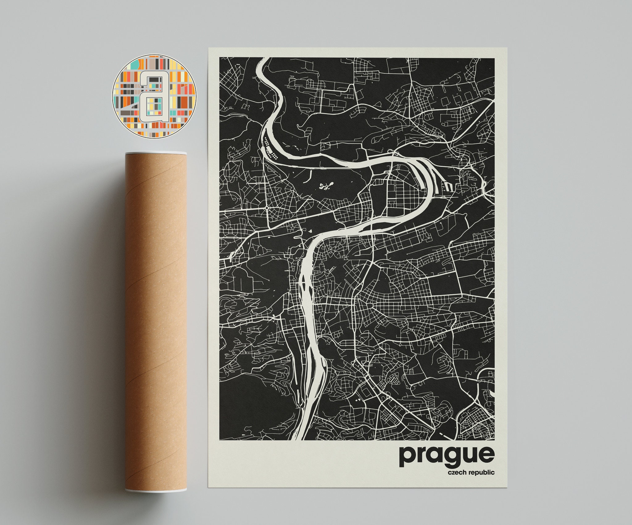 Prague City Map, Czech Republic City Map, Minimalist City Map, Modern City Map, Custom City ...