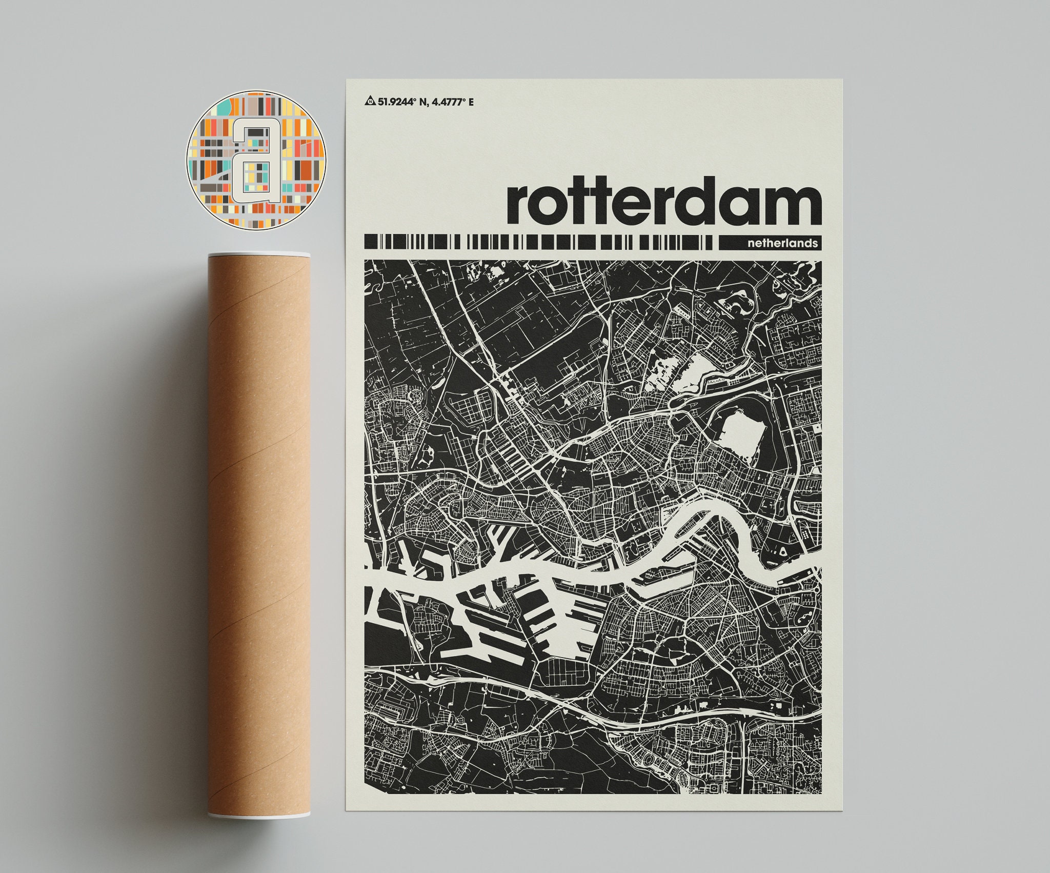 Rotterdam City Map, Netherlands City Map, Minimalist City Map, Modern ...