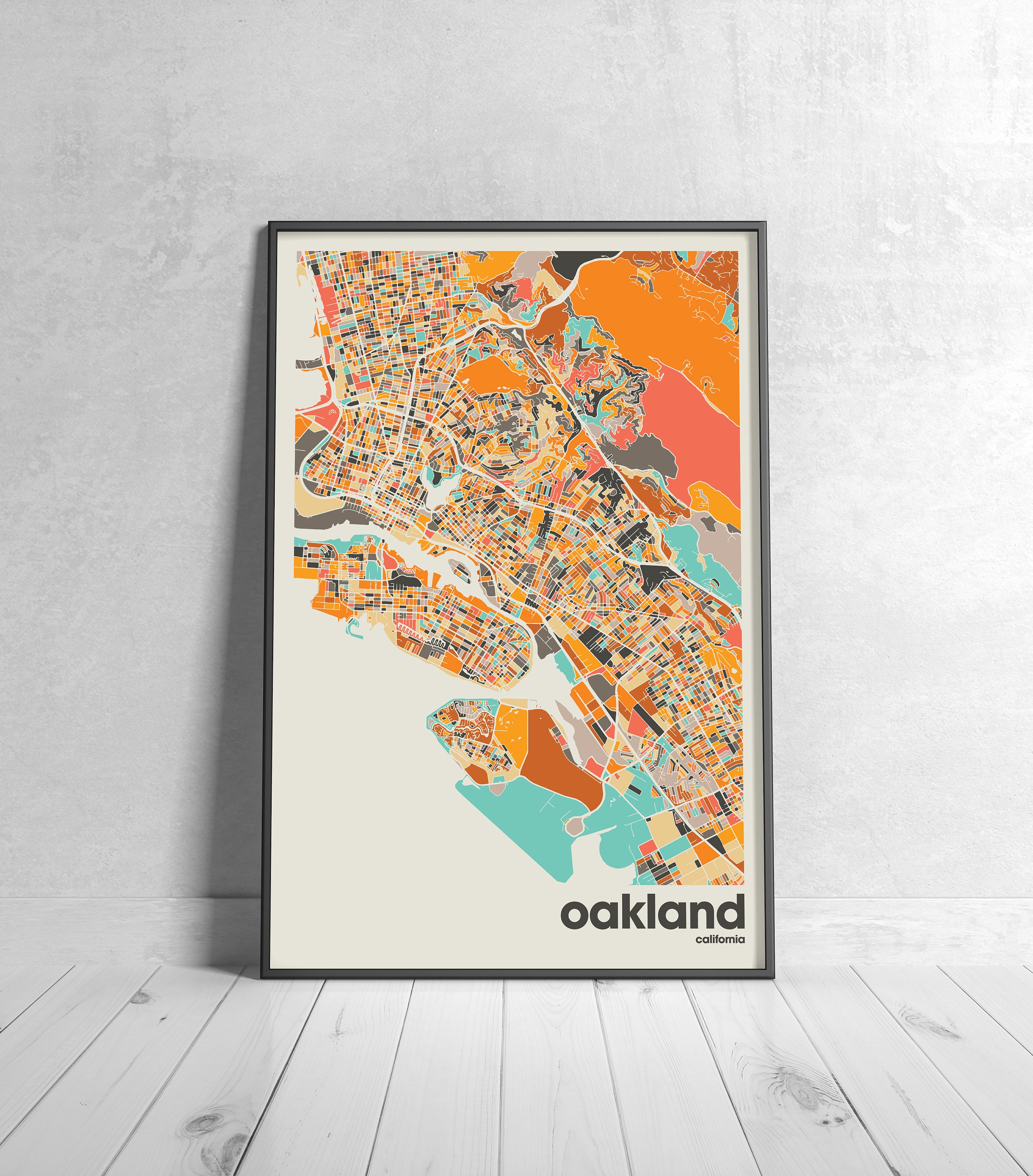Oakland Map Print, Colorful Map, Minimalist Oakland Print, California ...