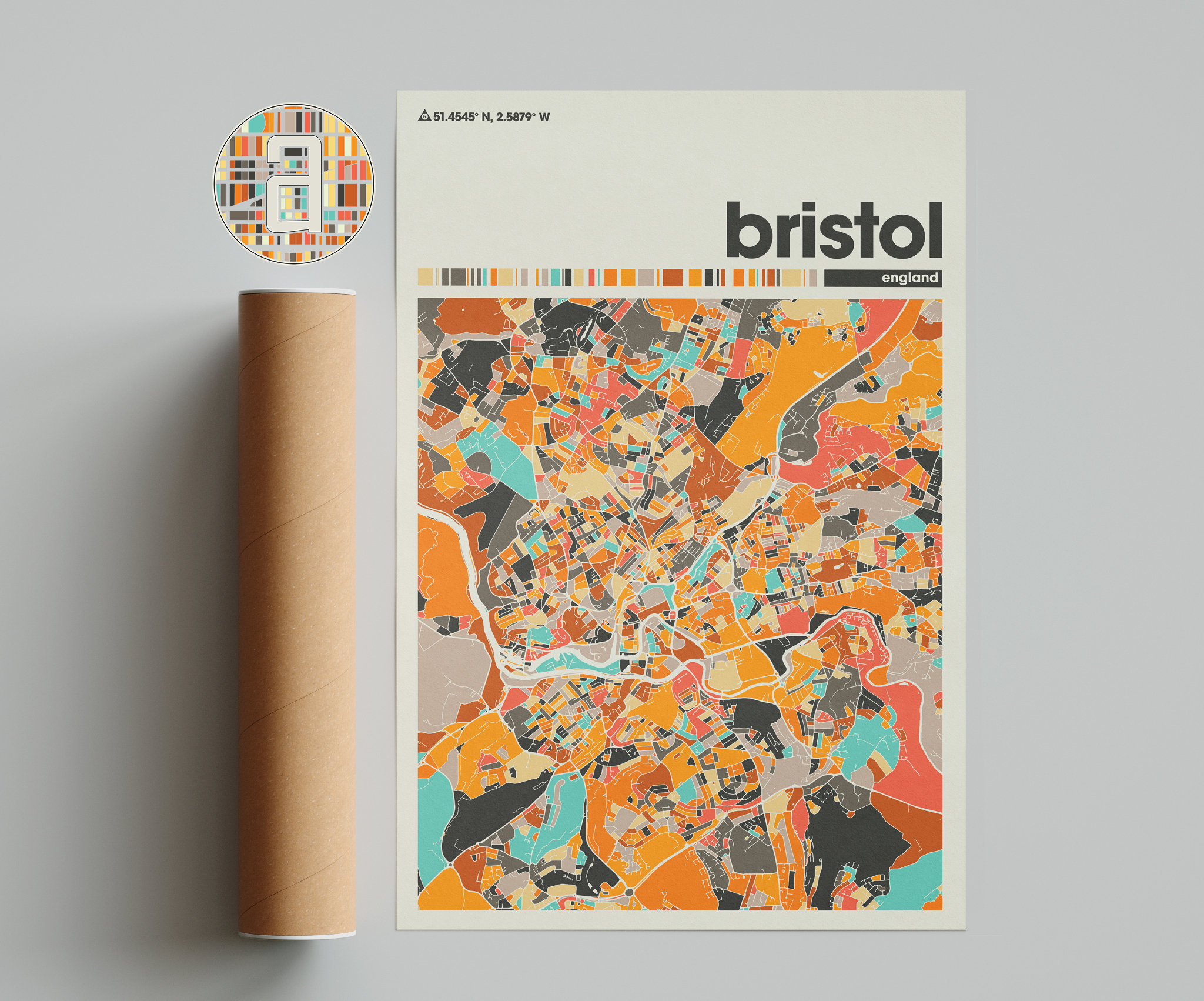 Bristol Colorful Map, City of Bristol Map, United Kingdom Minimalist ...