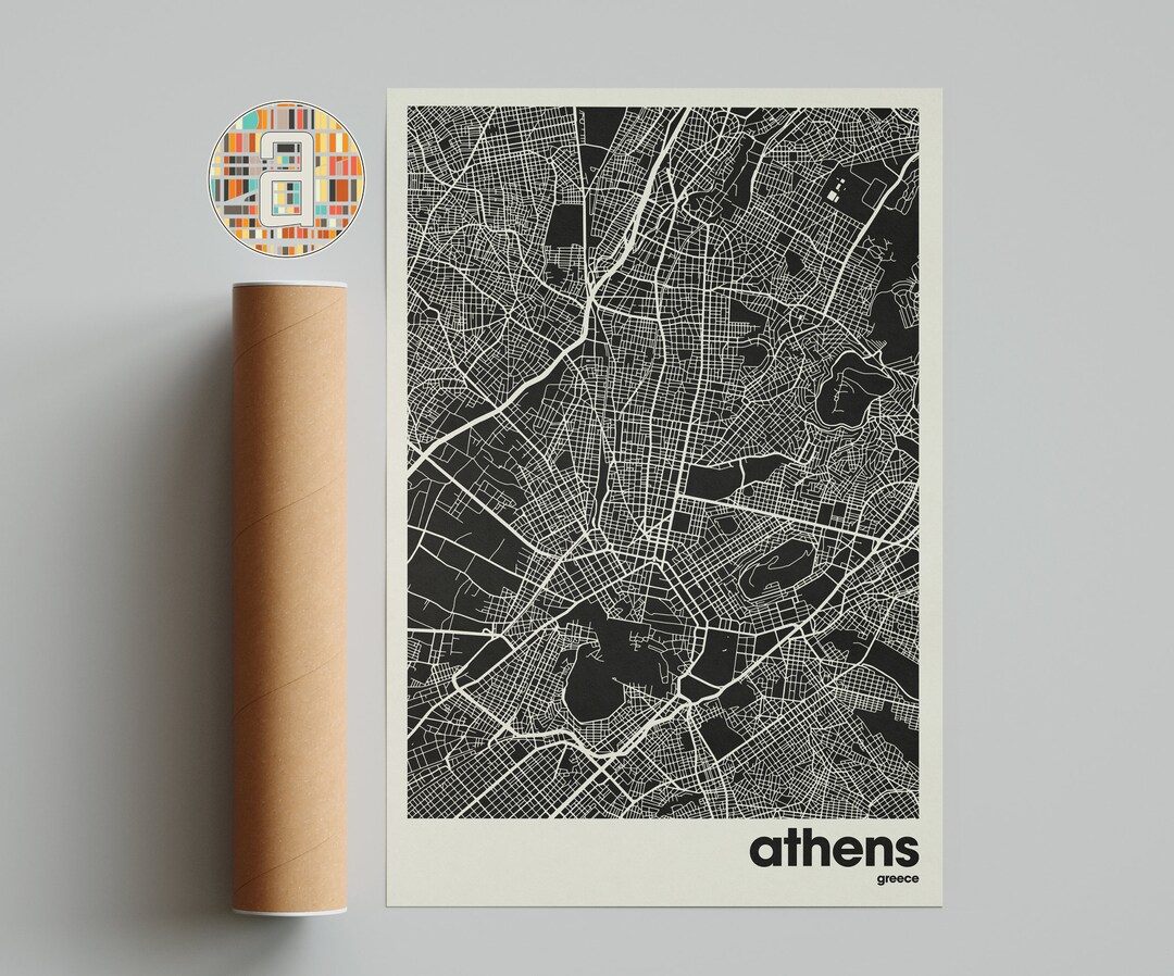 Athens Map, Athens Map Print, Minimalist Map, Greece Print, Minimalist ...