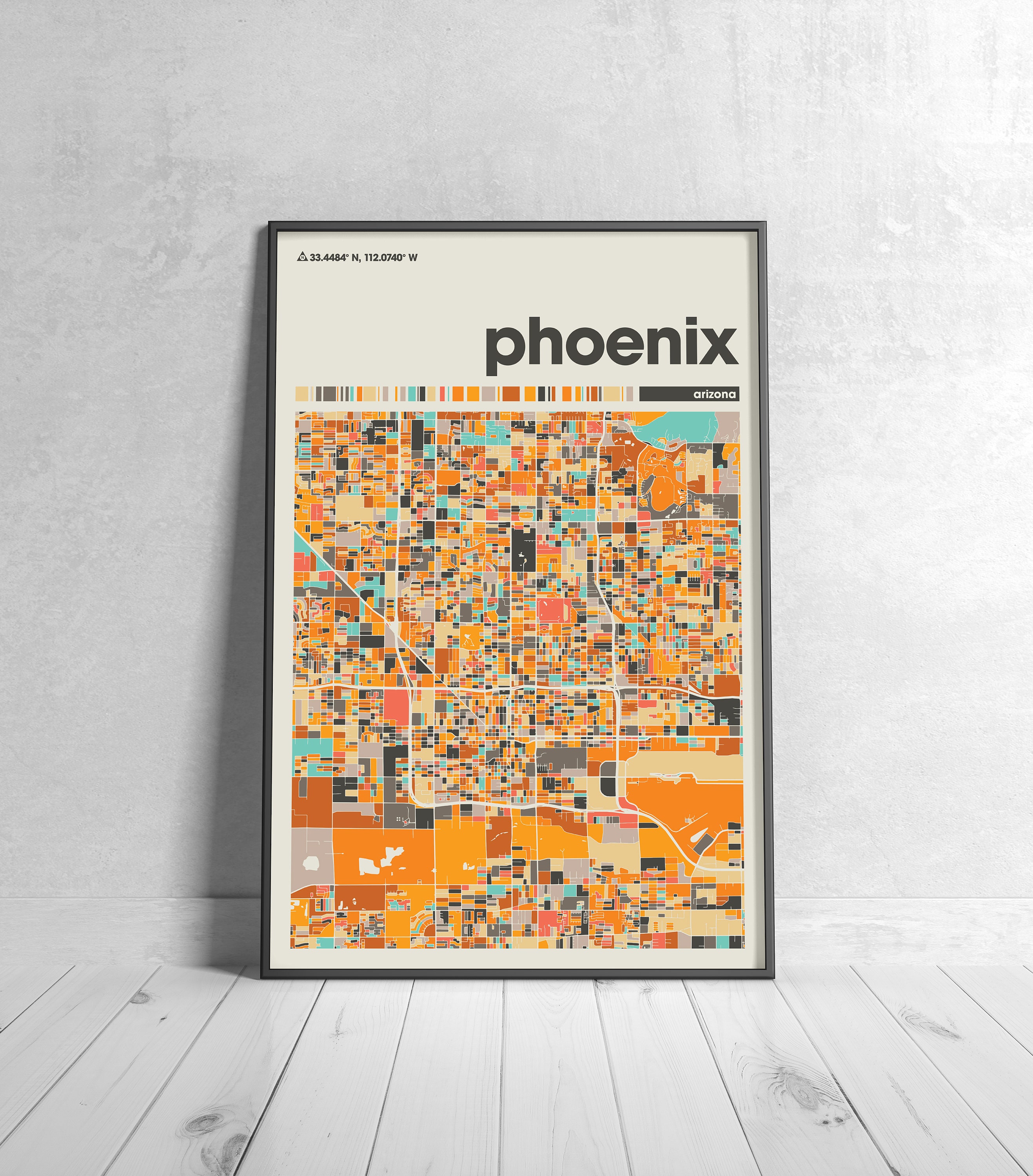Phoenix Colorful Map, City of Phoenix Map, Phoenix Minimalist Map ...