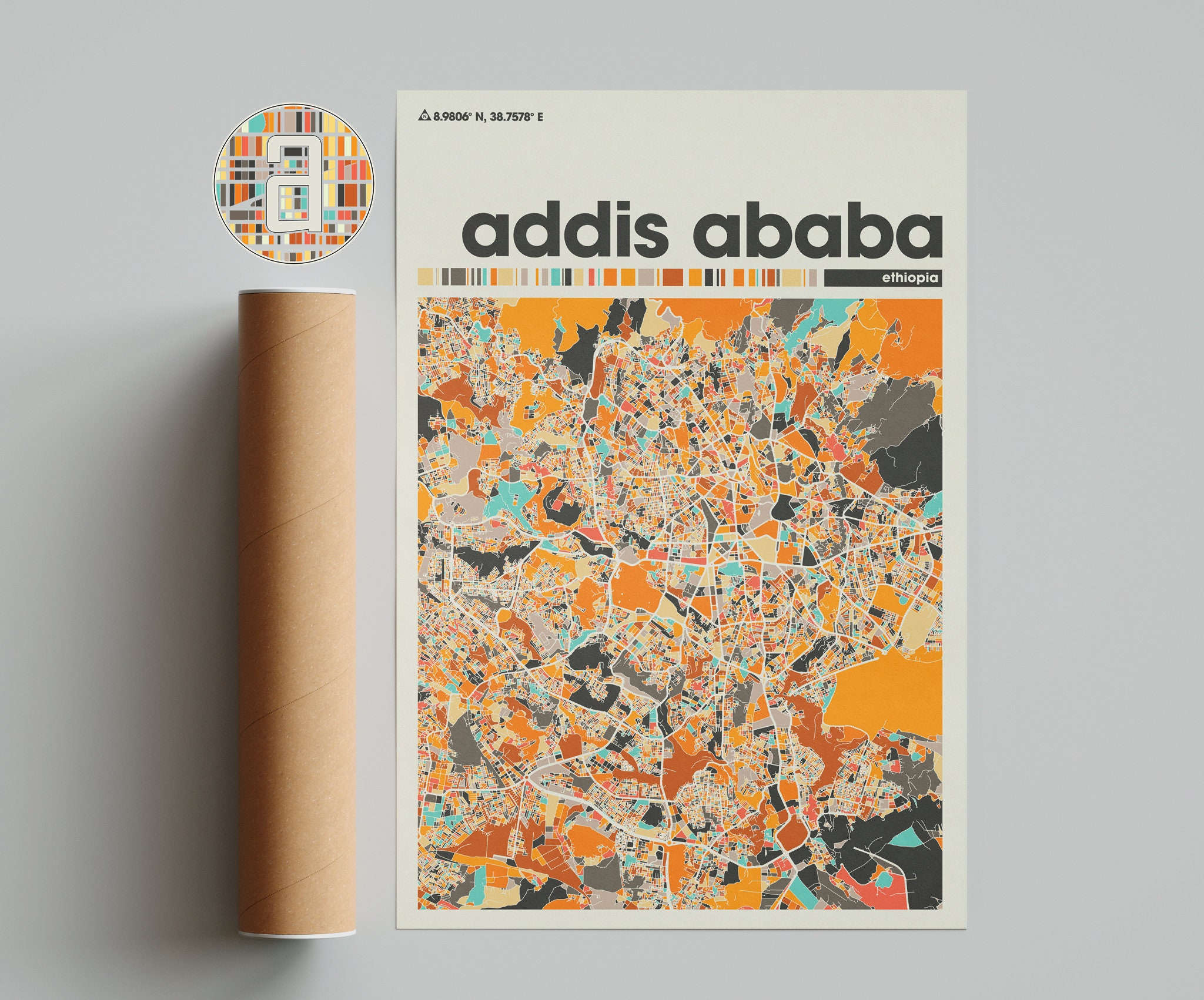 Addis Ababa Colorful Map, City of Addis Ababa Map, Addis Ababa ...
