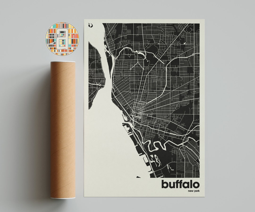 Buffalo City Map, New York City Map, Minimalist City Map, Modern City ...