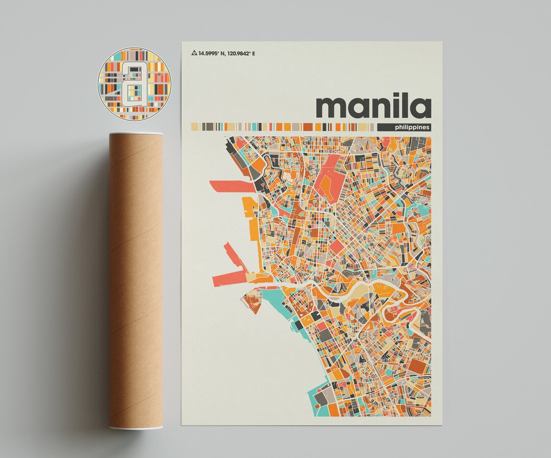Manila Colorful Map City of Manila Map Manila Minimalist Map Manila ...