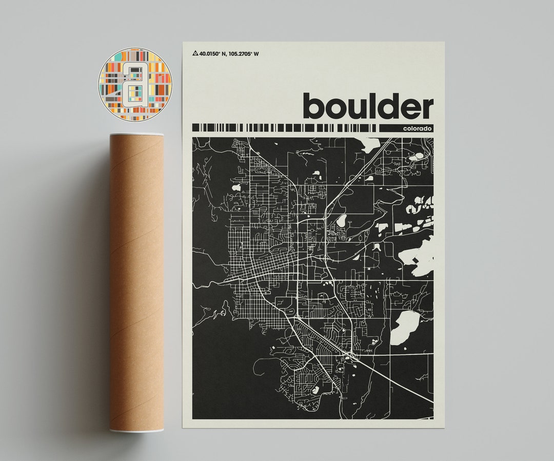 Boulder City Map Colorado City Map Minimalist City Map Modern City Map ...