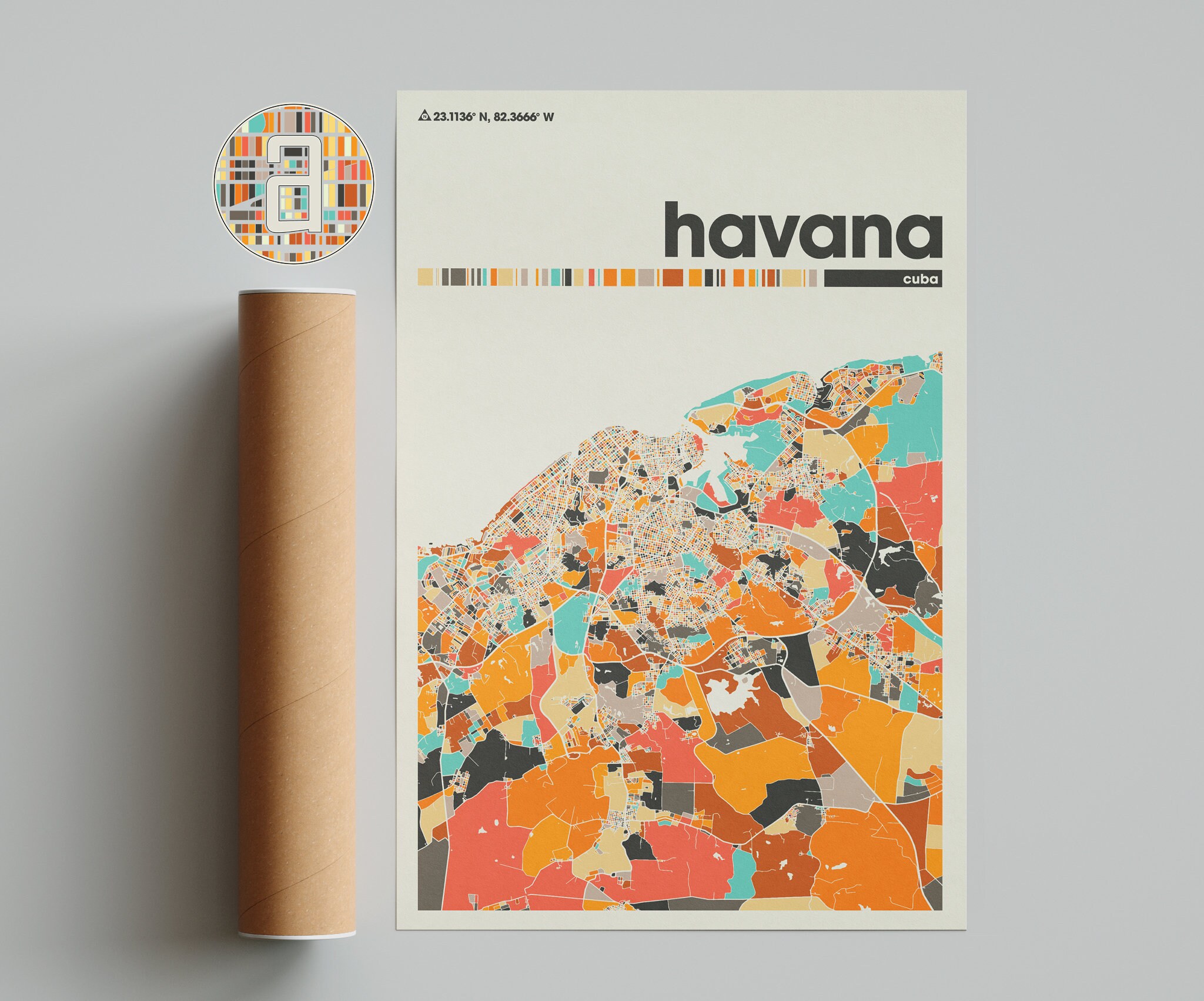 Havana, Colorful Map, City of Havana Map, Havana Minimalist Map, Havana ...