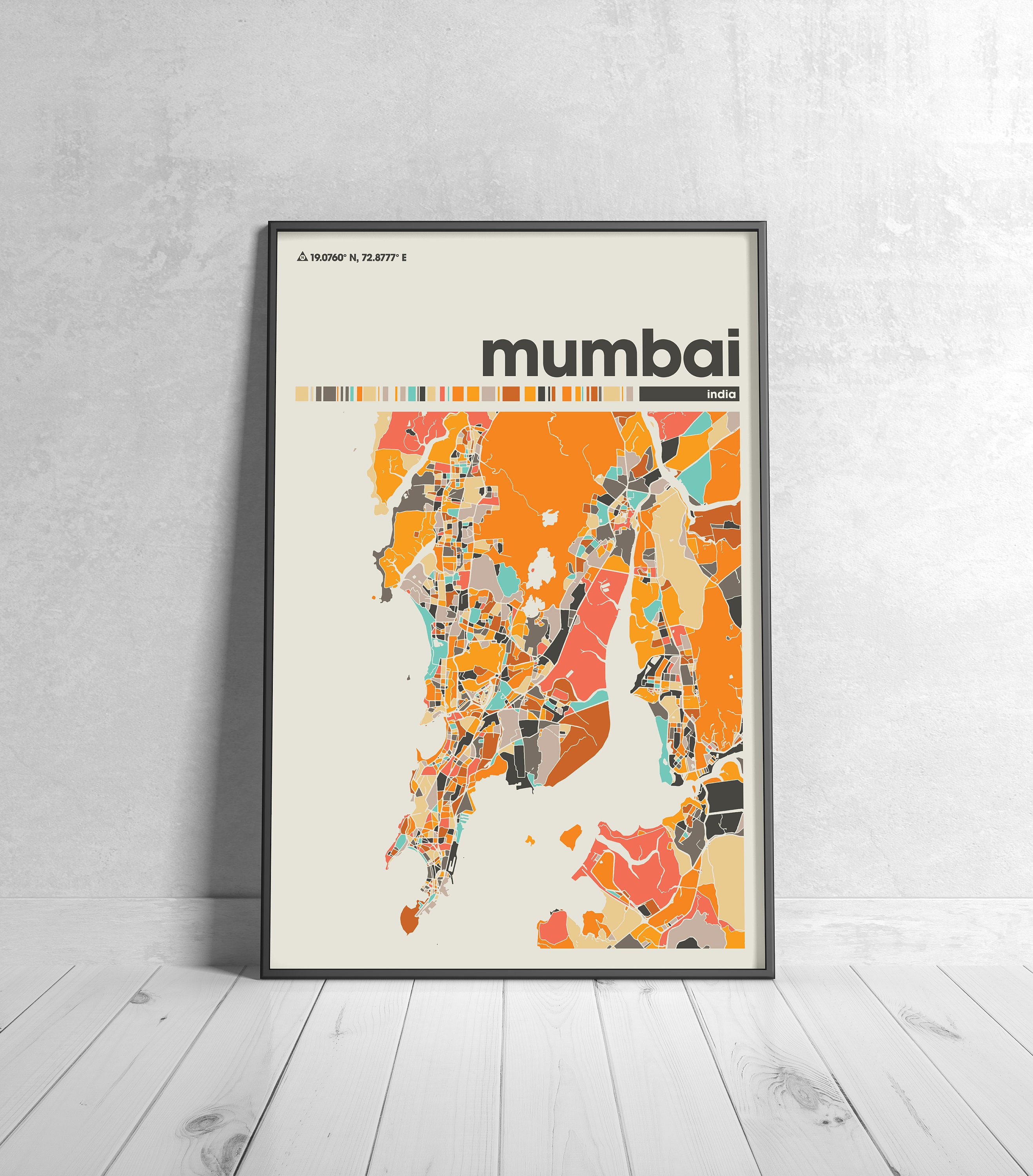 Mumbai Colorful Map City of Mumbai Map Mumbai Minimalist Map Mumbai ...