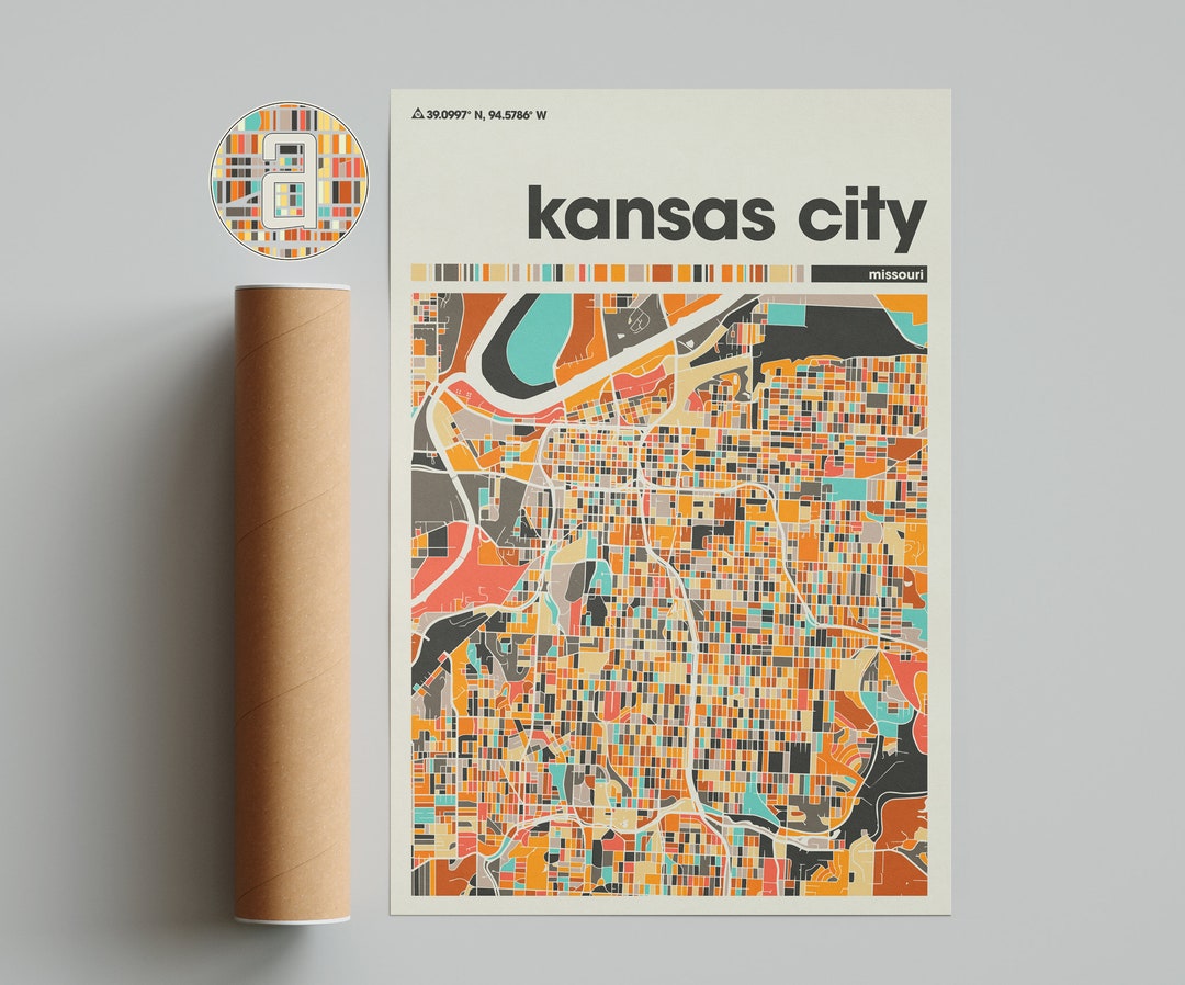 Kansas City Map, Kansas City Map Print, Minimalist Map, Missouri Print ...
