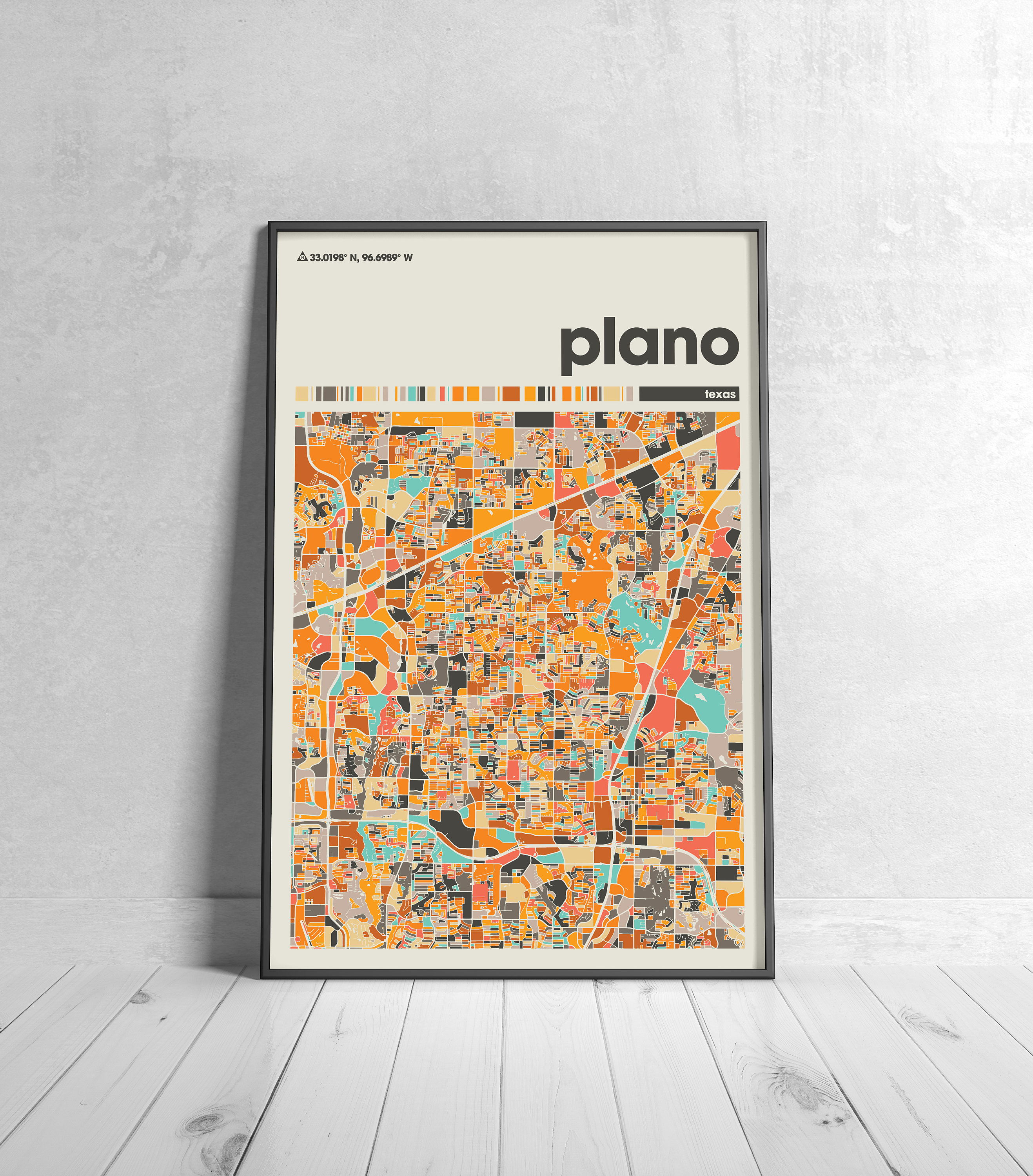 Plano Colorful Map City of Plano Map Plano Minimalist Map - Etsy