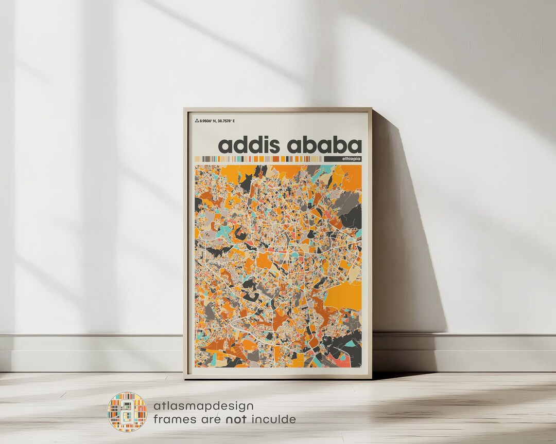 Addis Ababa Ethiopia Map Print – Minimalist Modern Poster Wall Art for ...