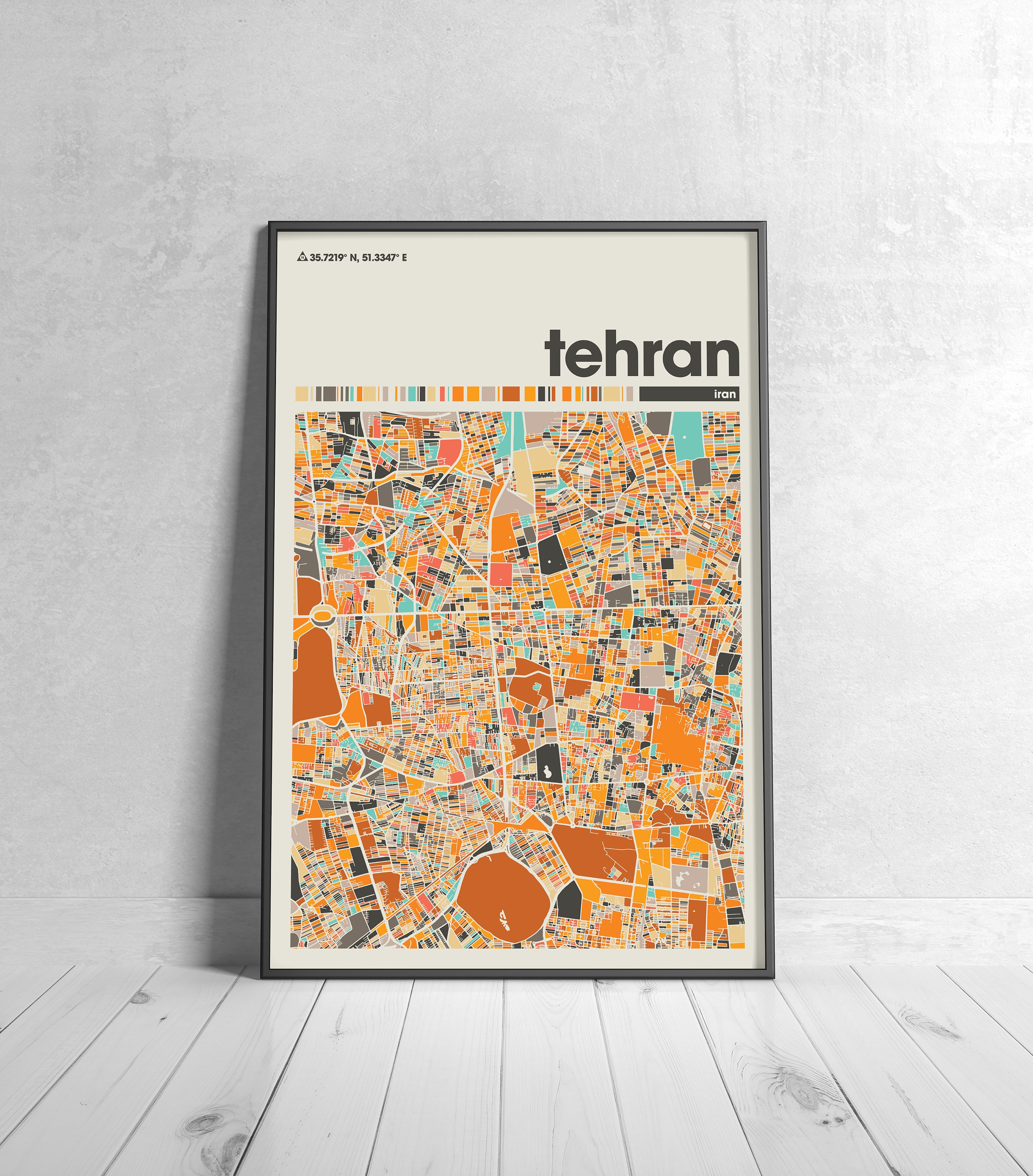 Tehran Colorful Map, City of Tehran Map, Tehran Minimalist Map, Tehran ...