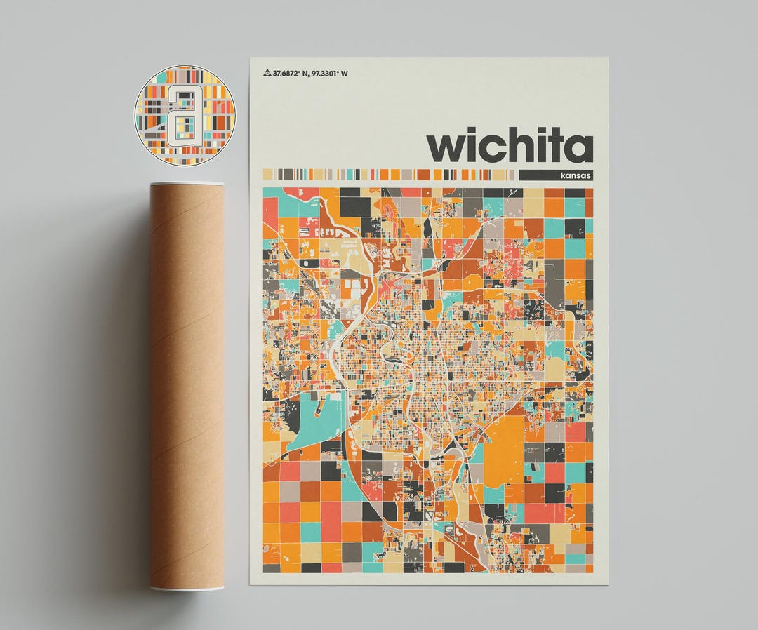 Wichita Map Wichita Poster Print Minimalist Map Kansas Print Minimalist ...